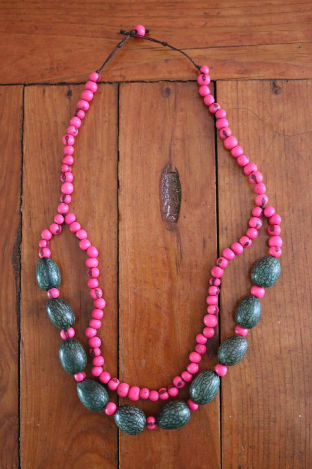 Large Acai Seed Necklace Hot Pink Teal natural Women - Etsy