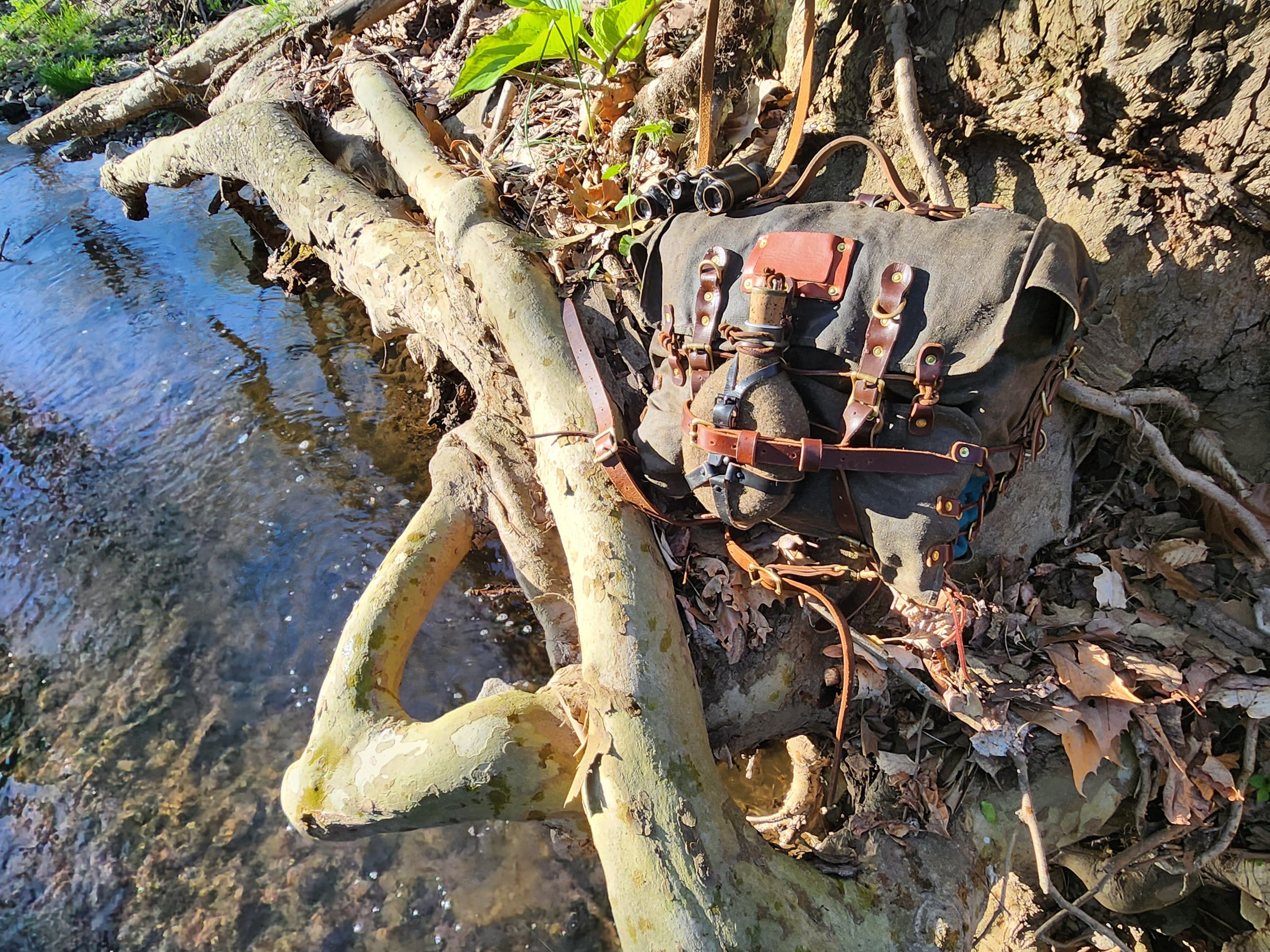Vintage WW2 Italian Messenger Bag Backpack Waxed Canvas Leather ,filson ...