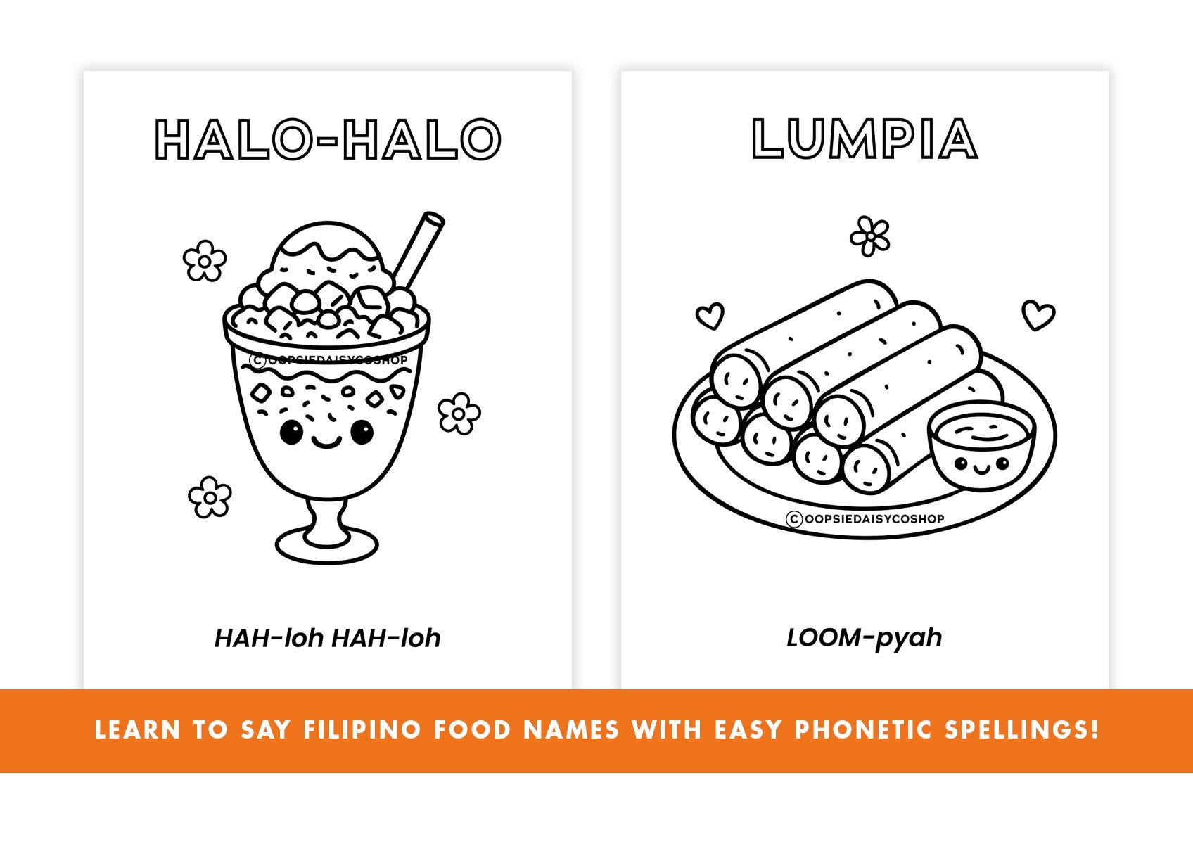 A-Z Kawaii Filipino Food Coloring Book - Etsy