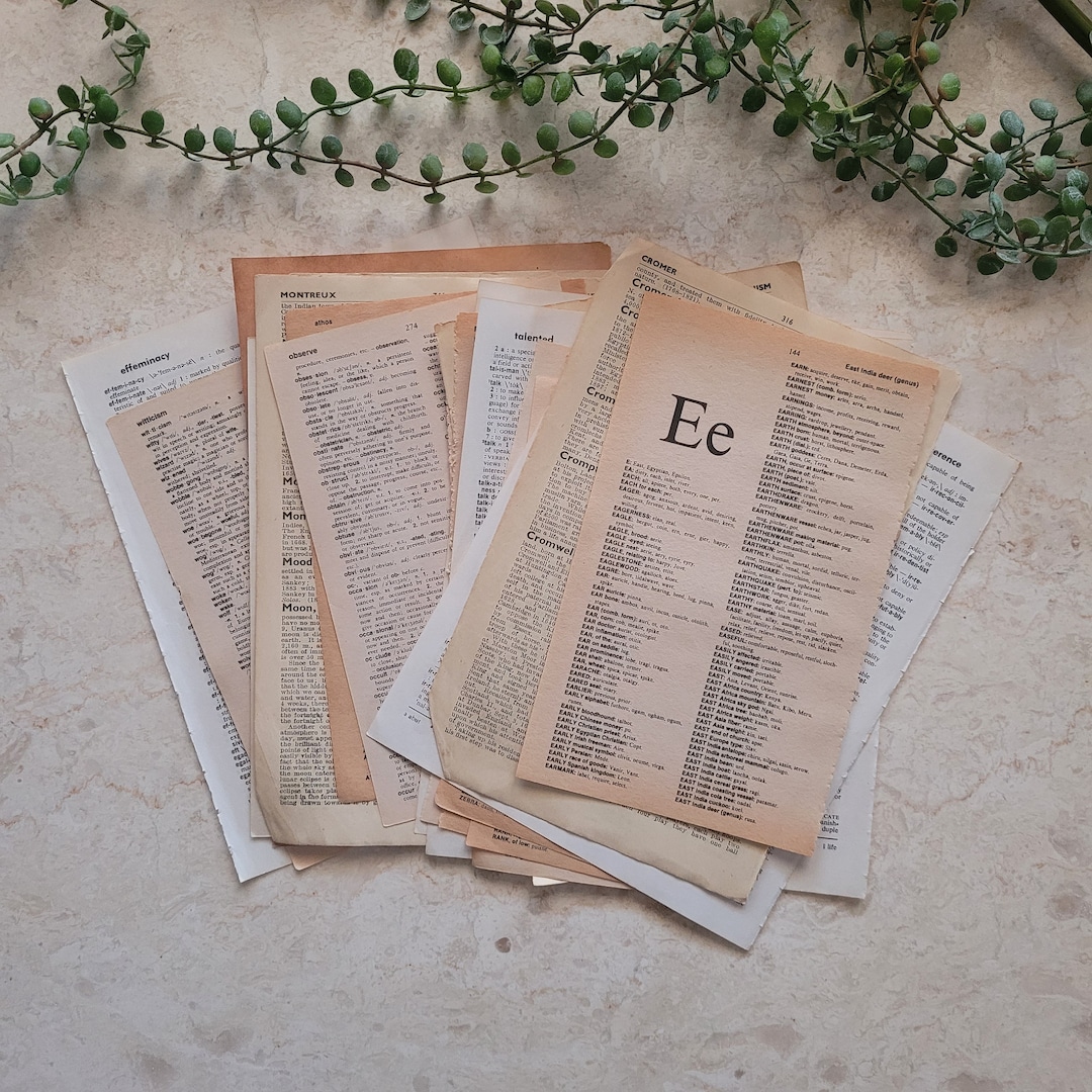 Vintage Dictionary Pages, Beige Scrapbooking Paper, Junk Journal Kit ...