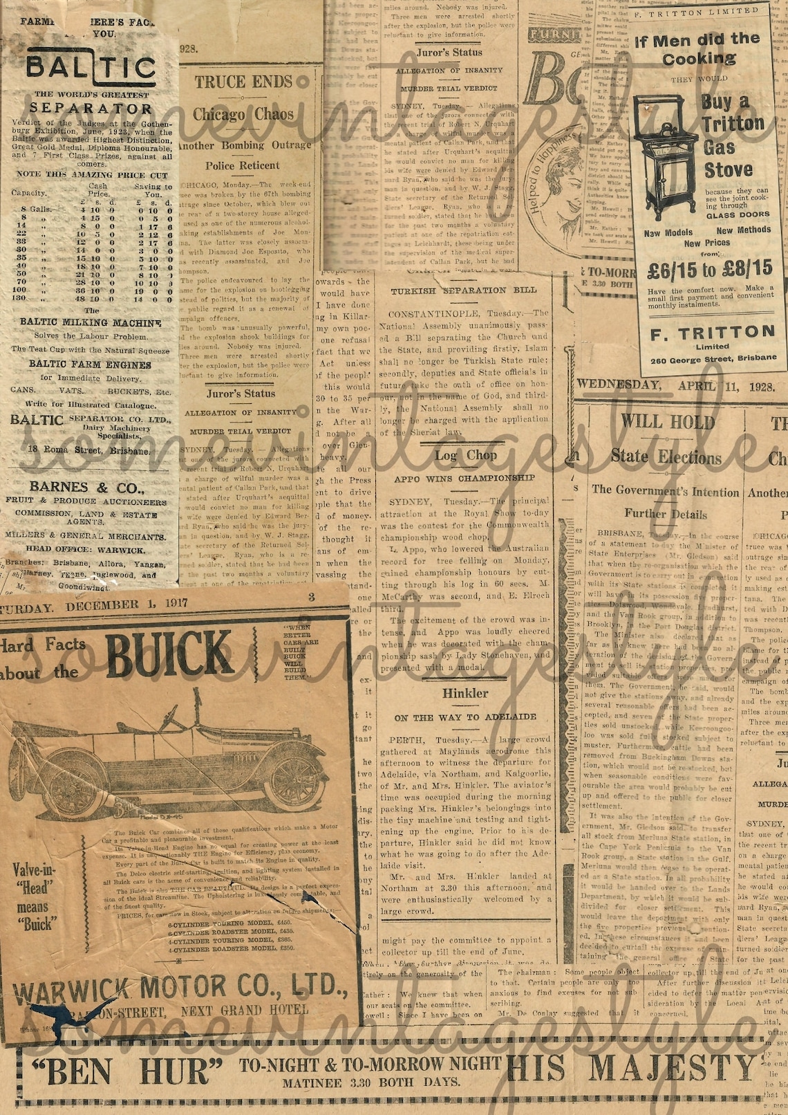 Vintage Australian Newspaper A4 Digital Download, Collage Junk Journal ...