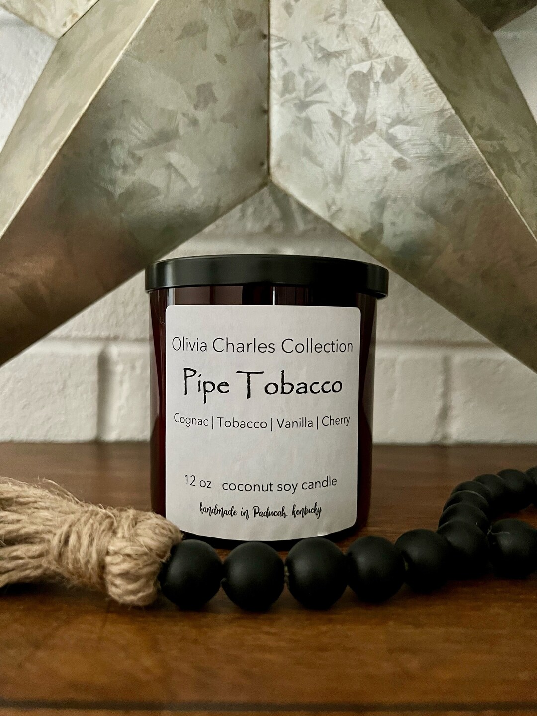 Pipe Tobacco Scented Candle / Soy 12oz Amber Jar Container Candle ...