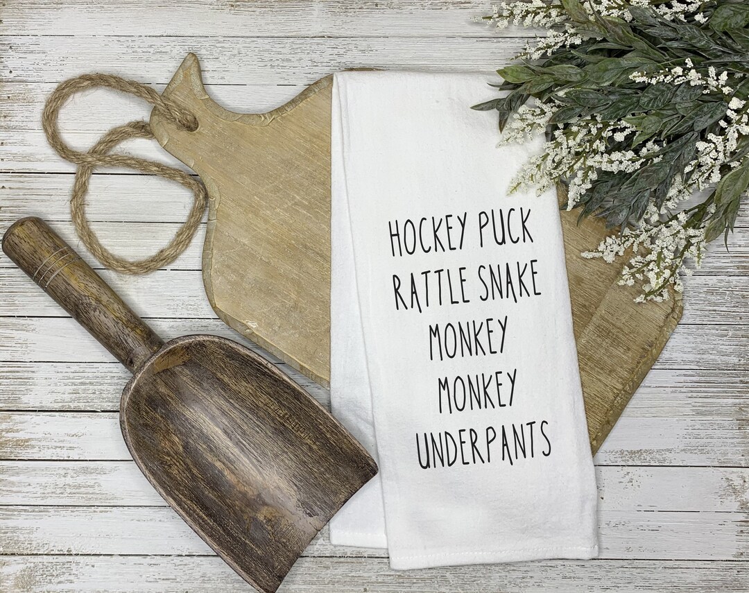 Hockey Puck Monkey Monkey Underpants /funny Kitchen Towel / Tea Towel ...