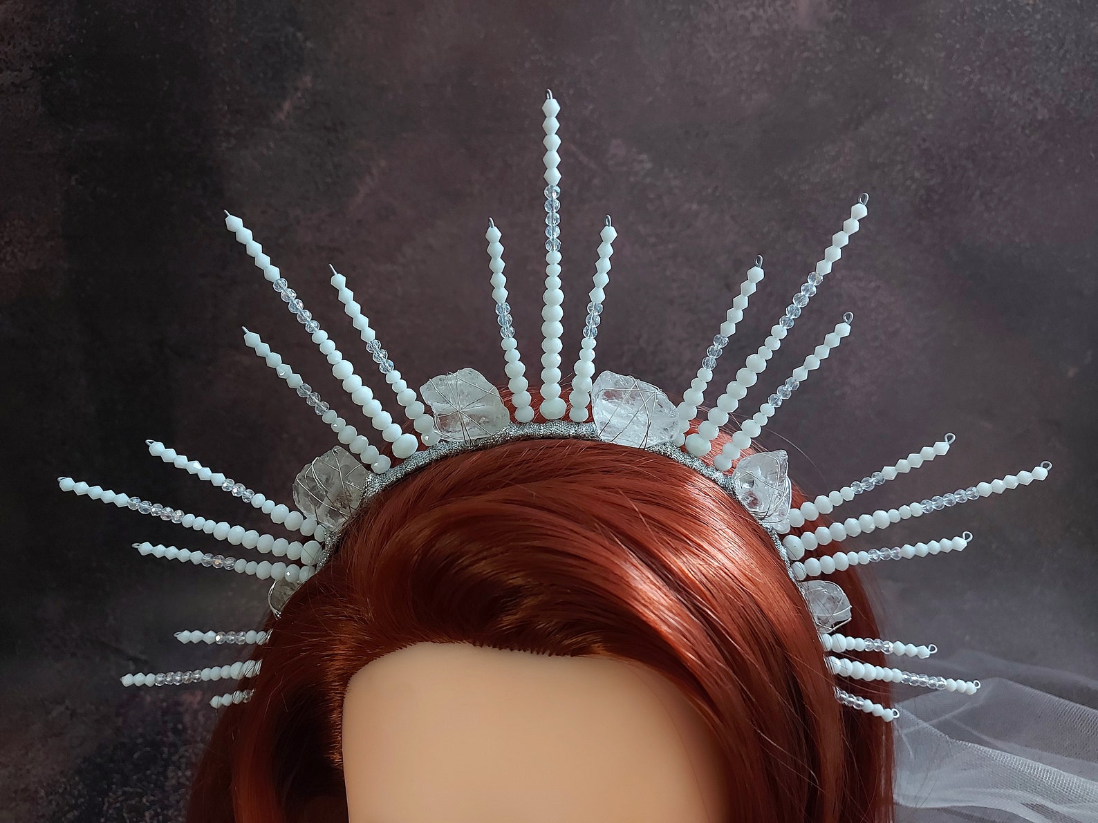 Halo crown halo crown silver Festival crown Crystal crown | Etsy