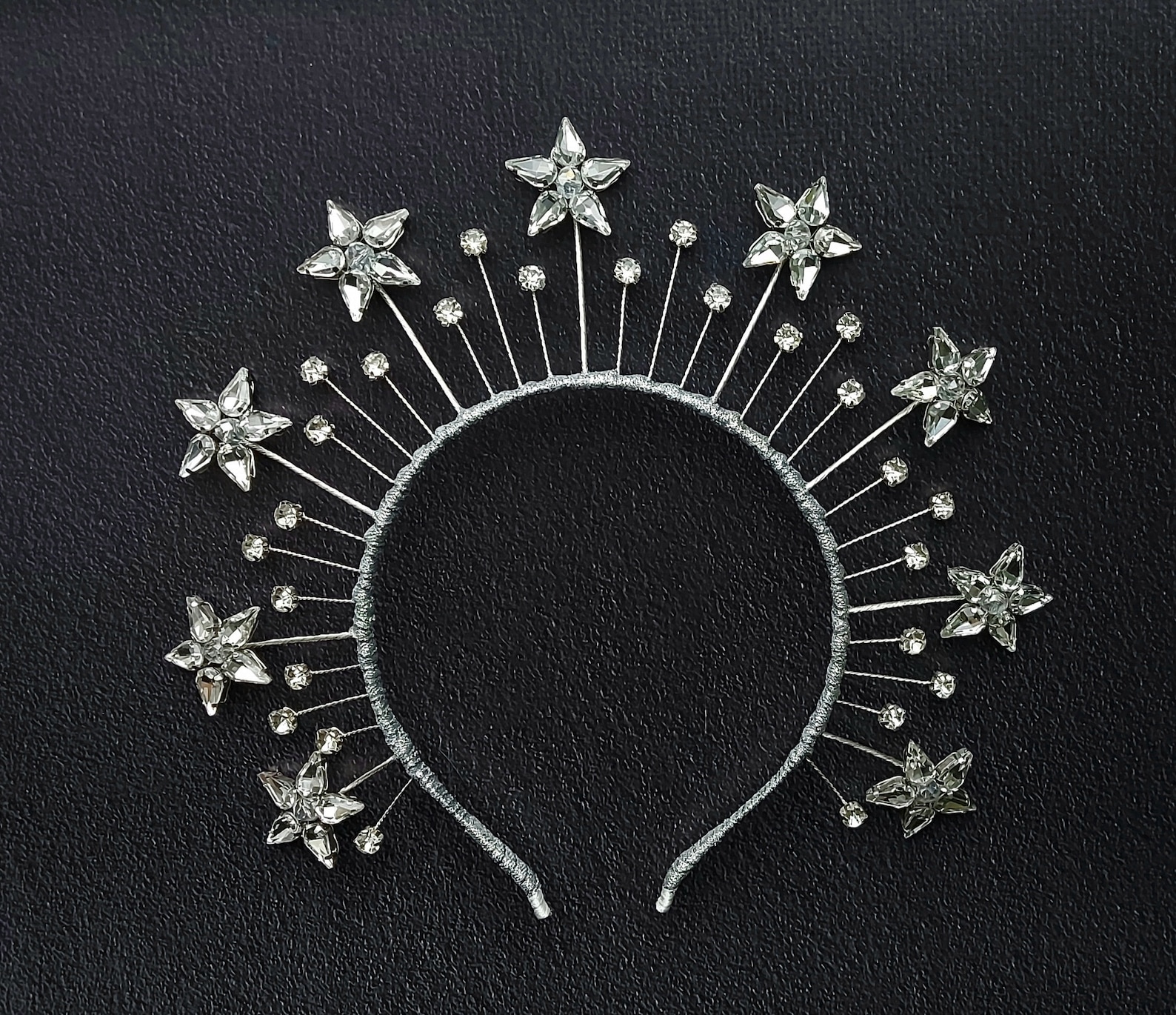 Star Crowncrystal Crownsilver Crownstar Headpieceflower - Etsy