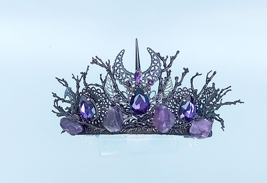 Black Moon Tiara Gothic Tiara Woodland Tiara Branches Tiara Amethyst ...
