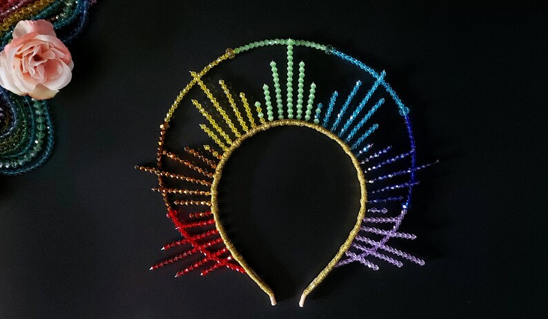 Rainbow Crystal Crown With Halo Thorns Crown LGBT PRIDE - Etsy