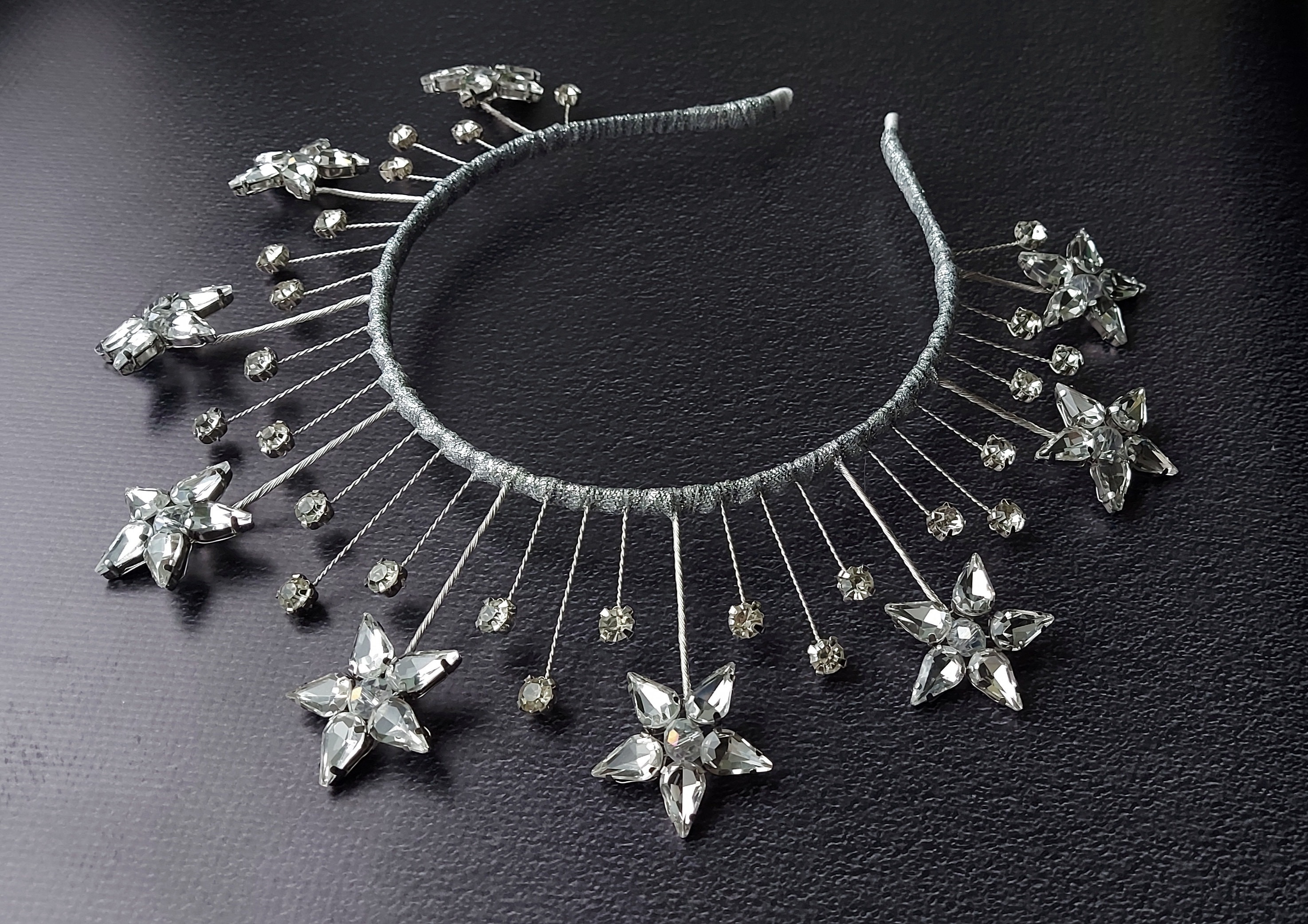Star Crowncrystal Crownsilver Crownstar Headpieceflower - Etsy