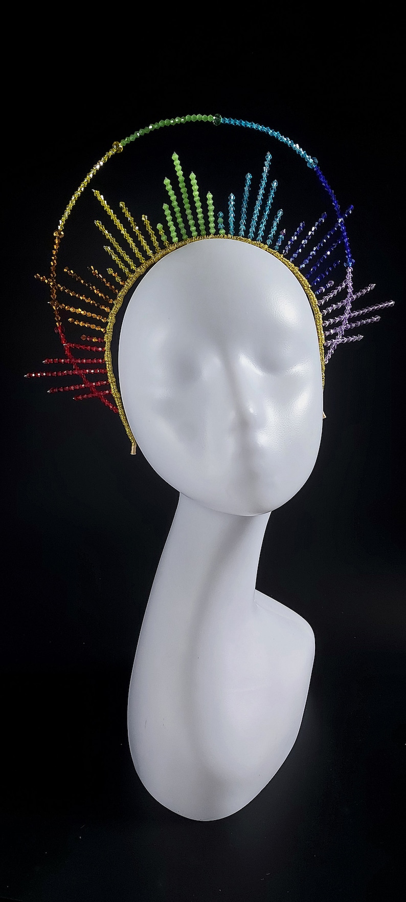 Rainbow Crystal Crown With Halo Thorns Crown LGBT PRIDE - Etsy