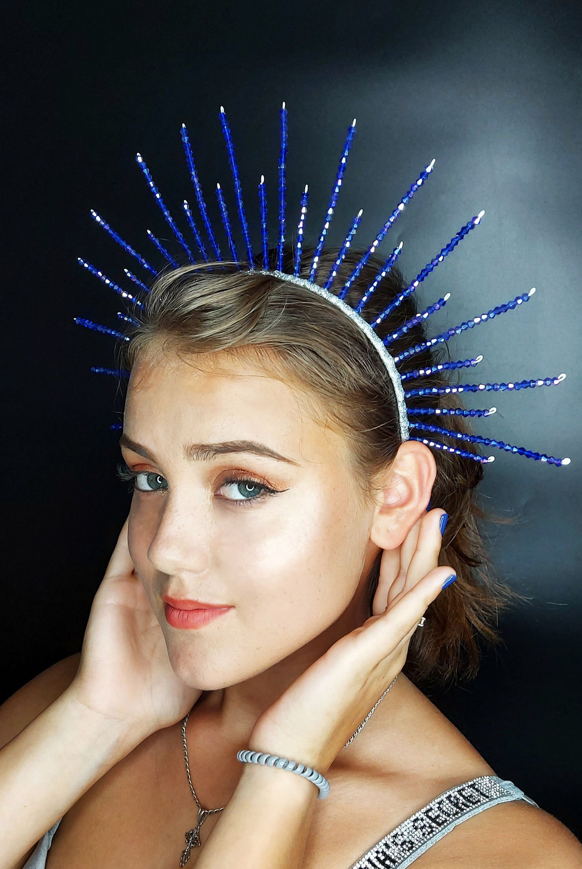 Winter Crown Blue Crownblue Tiara Crystal Crown Blue - Etsy