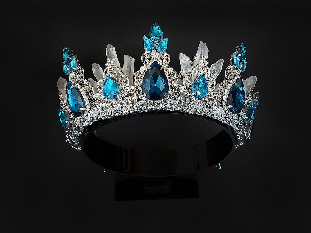 Frozen Crown, Elven Crown, Snow Crystal Crown, Winter Crown, Royal Blue ...