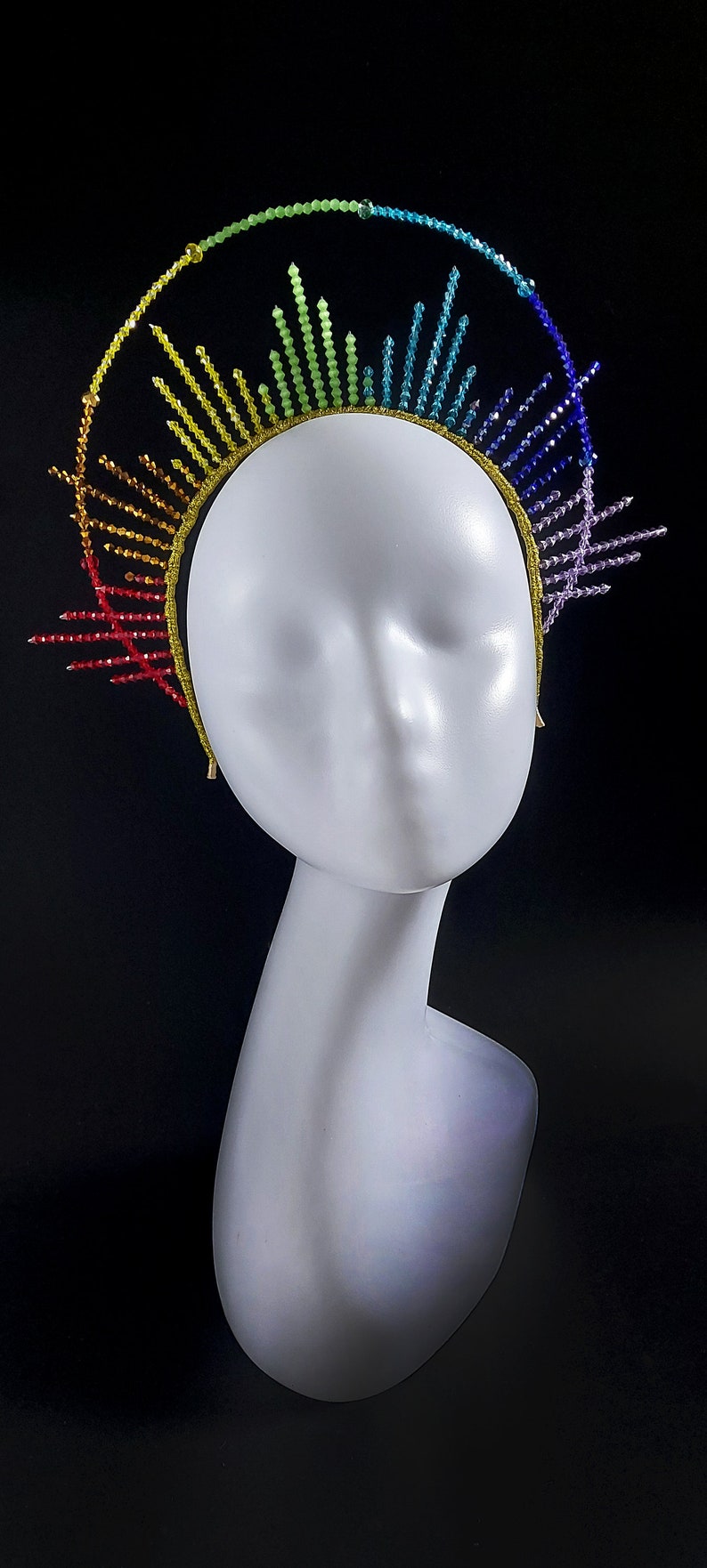 Rainbow Crystal Crown With Halo Thorns Crown LGBT PRIDE - Etsy