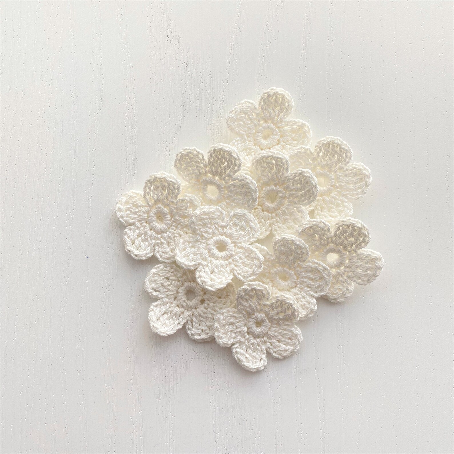 10 cotton white small crochet flower applique Decorative | Etsy