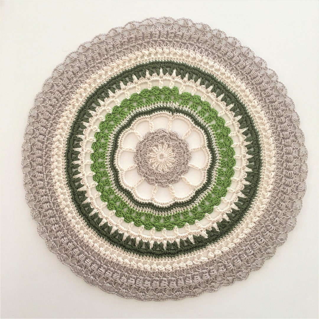 Mandala 42, Modern Dove Grey Crochet Doily, Living Room Table ...