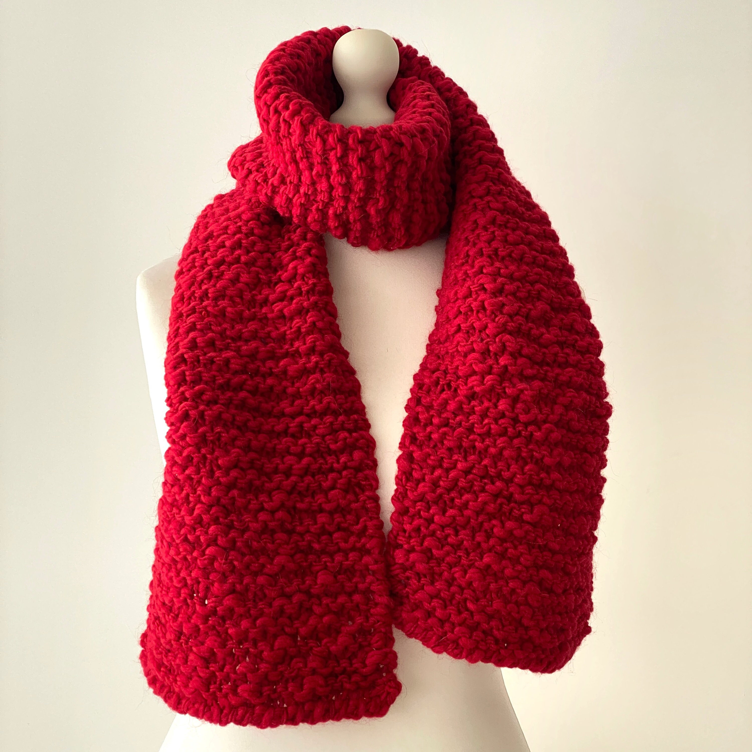 Sciarpa lana grossa, Sciarpa donna fatta a mano ai ferri, Sciarpone ...