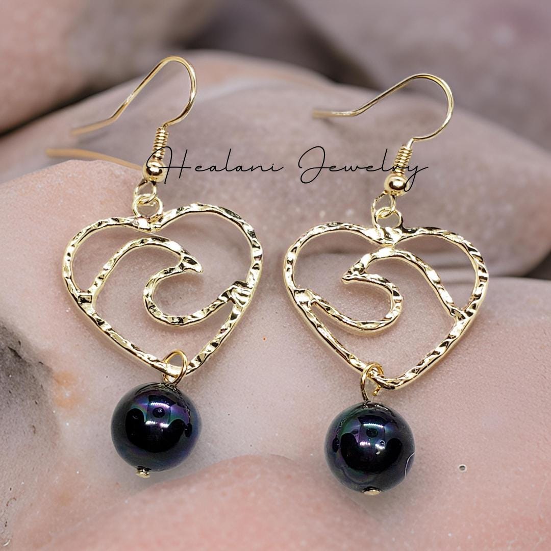 Heart Wave Earrings - Hawaiian Earrings - Dangle Earrings - Made in ...