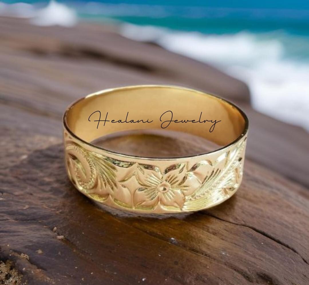 25mm Gold Hawaiian Bangle Bracelet - Hawaiian Jewelry - Beach Jewelry ...