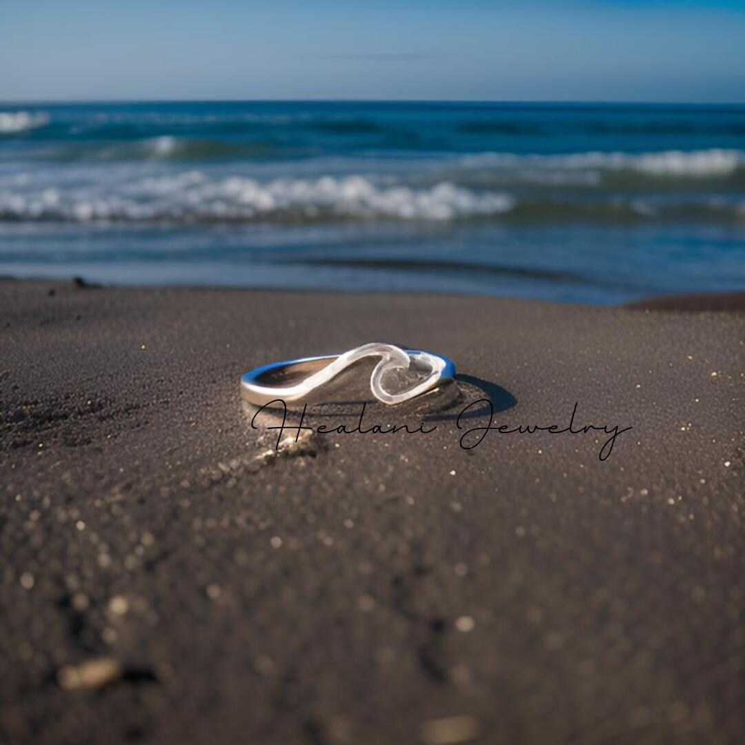 Silver Adjustable Ocean Wave Ring - Beach Jewelry - Boho Jewelry ...