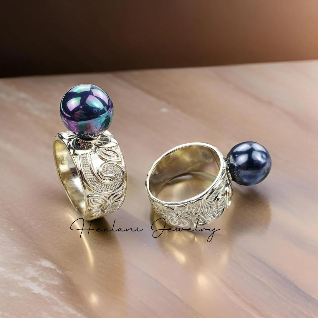 Hawaiian Pearl Band Ring - Hawaiian Ring - Gold Ring - Heirloom Jewelry ...
