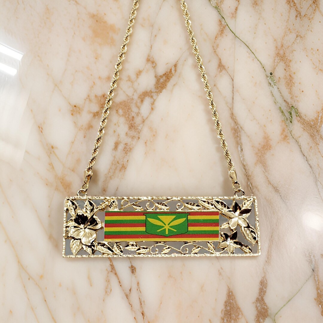 Kanaka Maoli Flag Necklace Tribal Necklace Hawaiian Necklace Gifts for ...