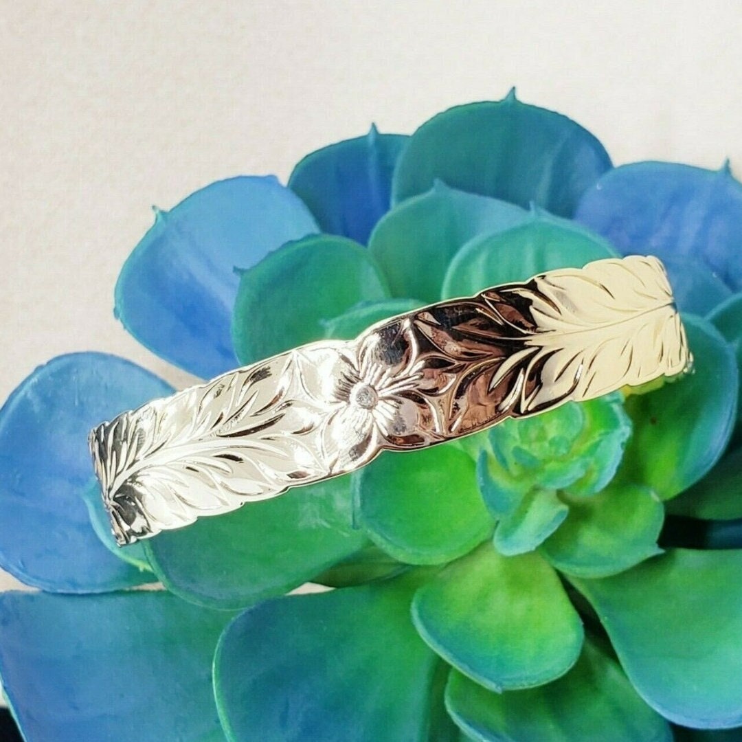 15mm Royal Maile Lei Bangle Bracelet - Hawaiian Jewelry - Beach Jewelry ...