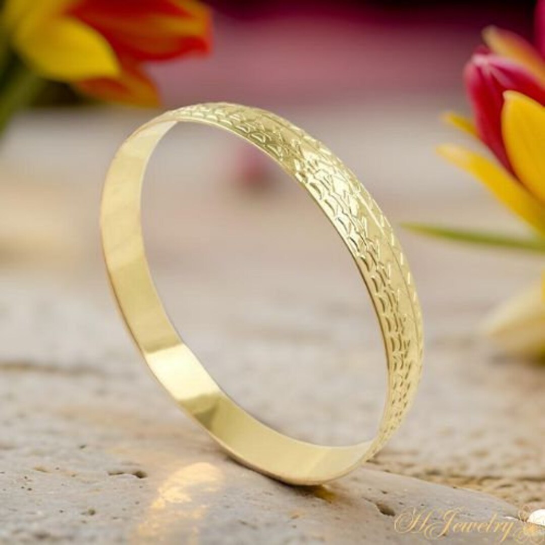 10mm Gold Tribal Mauna Kea Bracelet - Hawaiian Jewelry - Beach Jewelry ...