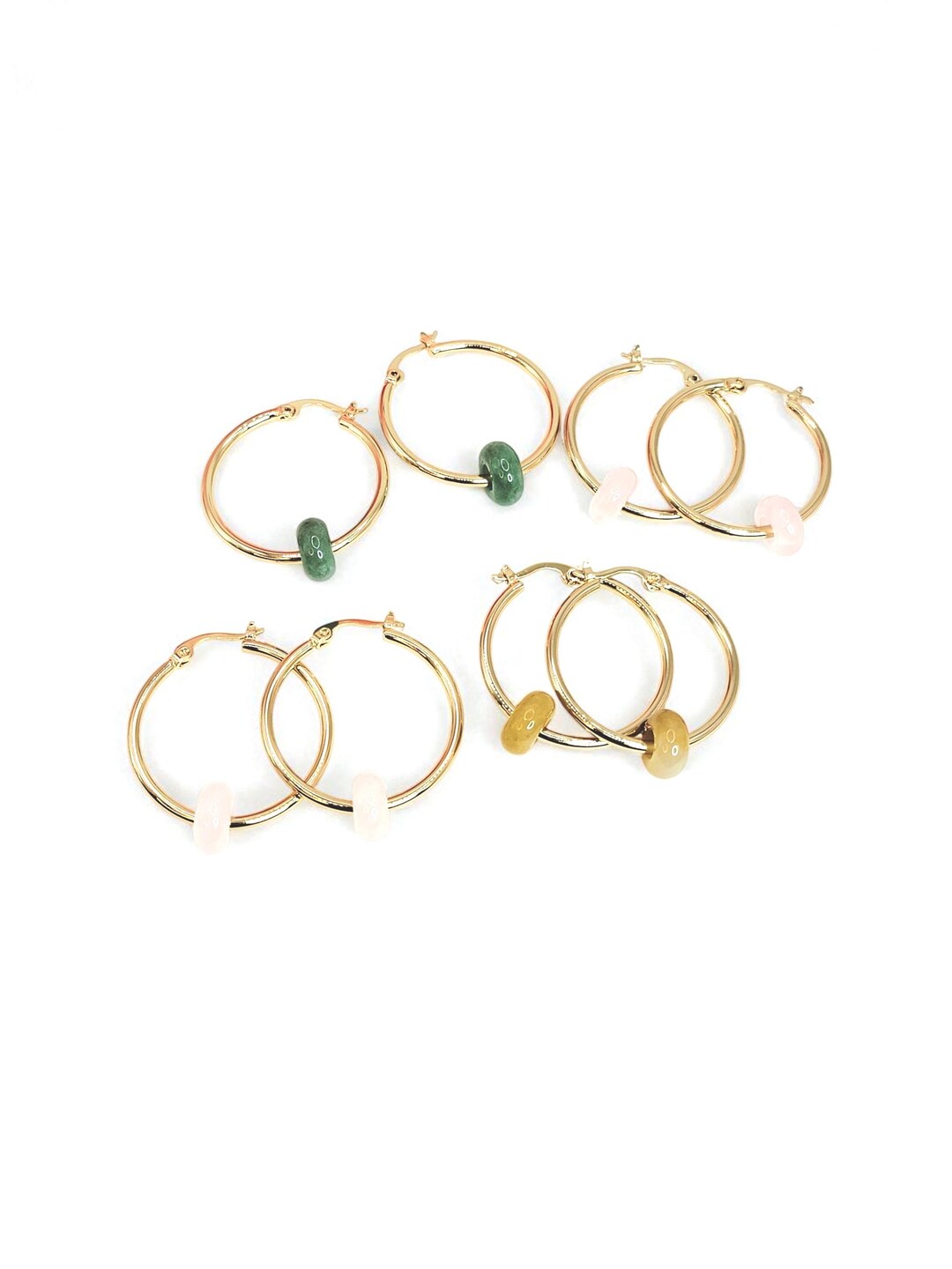 Gold Jade Hoops - Jade Earrings - Natural Stone Earrings - Made in ...