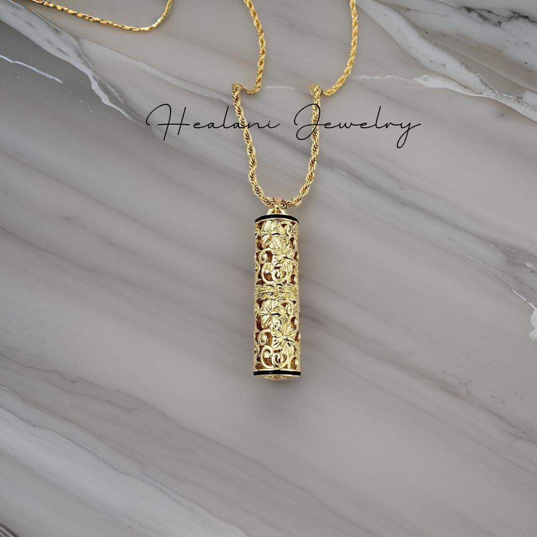 Traditional Floral Tube Pendant Necklace - Hawaiian Necklace - Floral ...