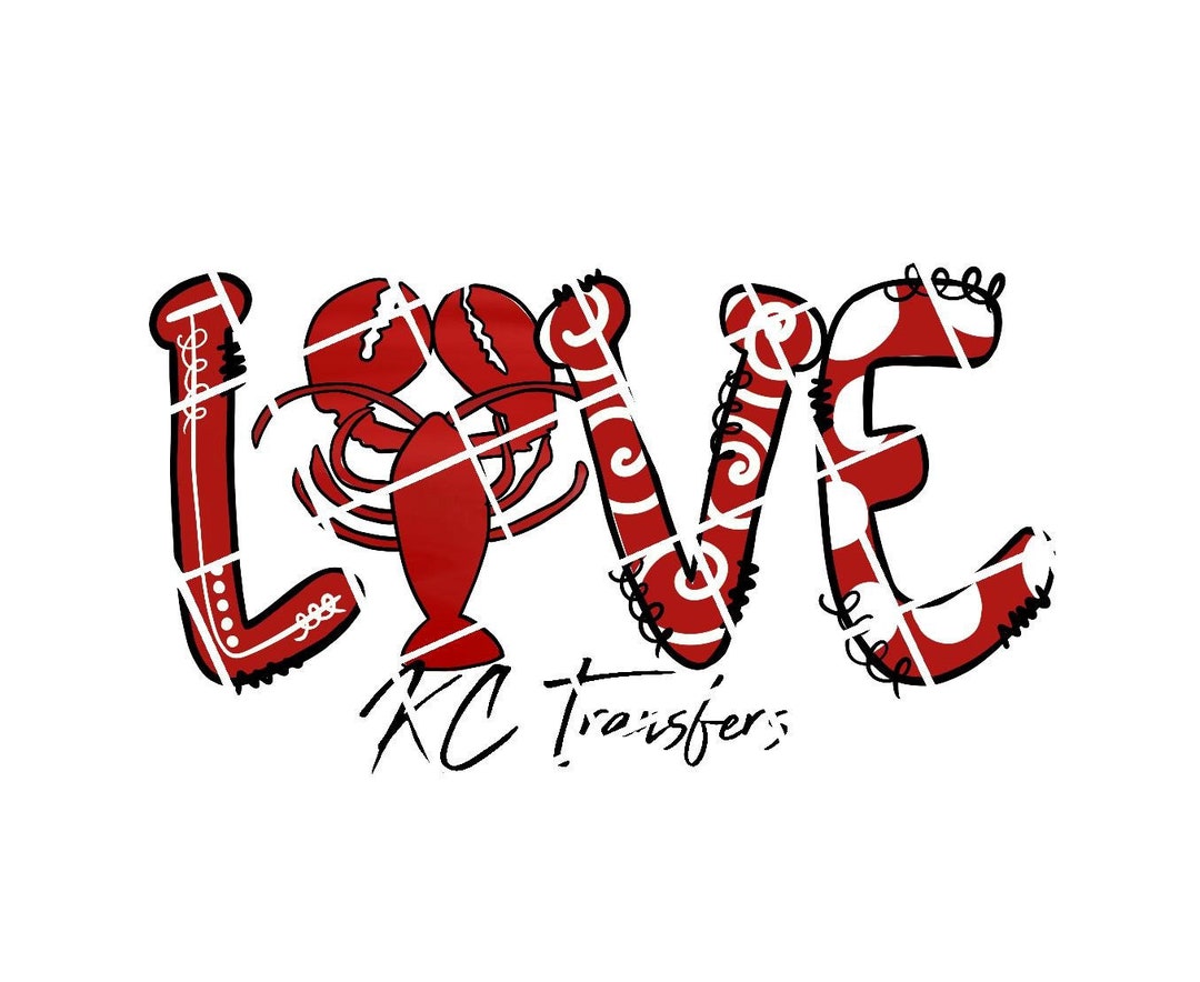 Love Crawfish Doodle Watercolor Sublimation Transfer Ready to Press or ...