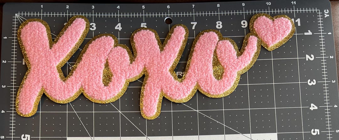XOXO Pink Heart Valentine Chenille Iron on Patch Transfer Ready to Ship - Etsy