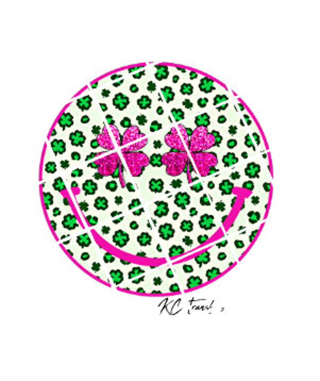 Leopard Green Faux Sequin Smile Face St Patrick's Ready to Press ...