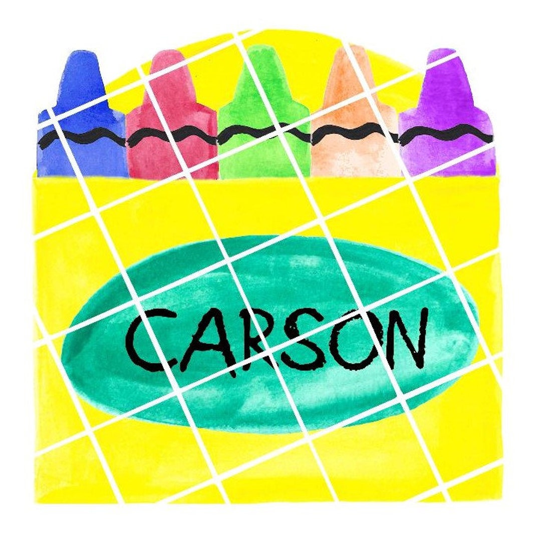 Name Personalized Watercolor Crayon Box Back to School Ready to Press ...