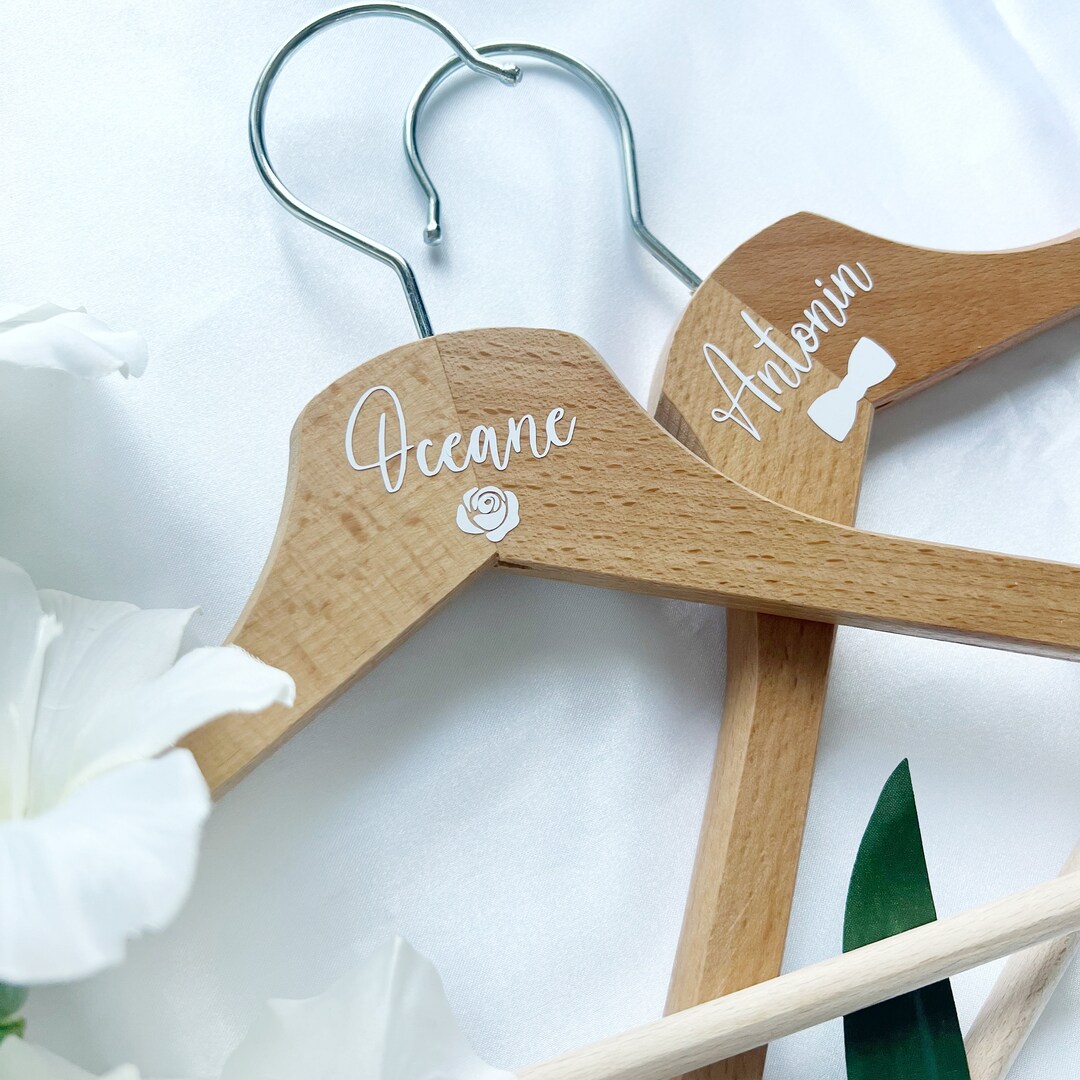 Wedding Hanger Name Tag Personalized Bow and Rose Wedding Decals ...