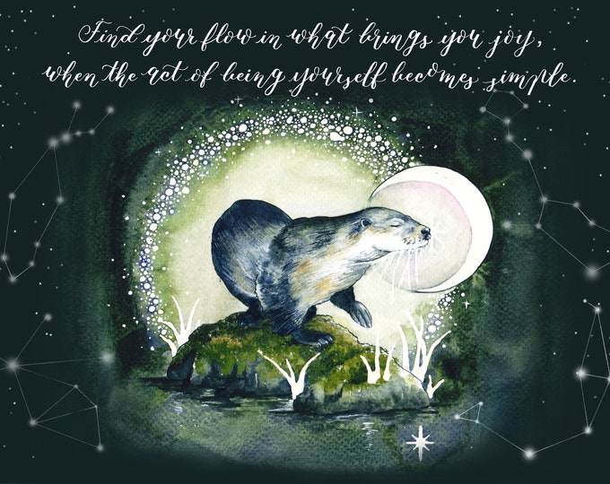 Otter Animal Spirit Art Print Limited Edition - Etsy