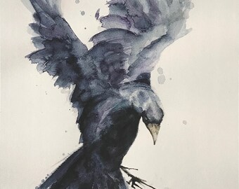 Crow painting | Etsy