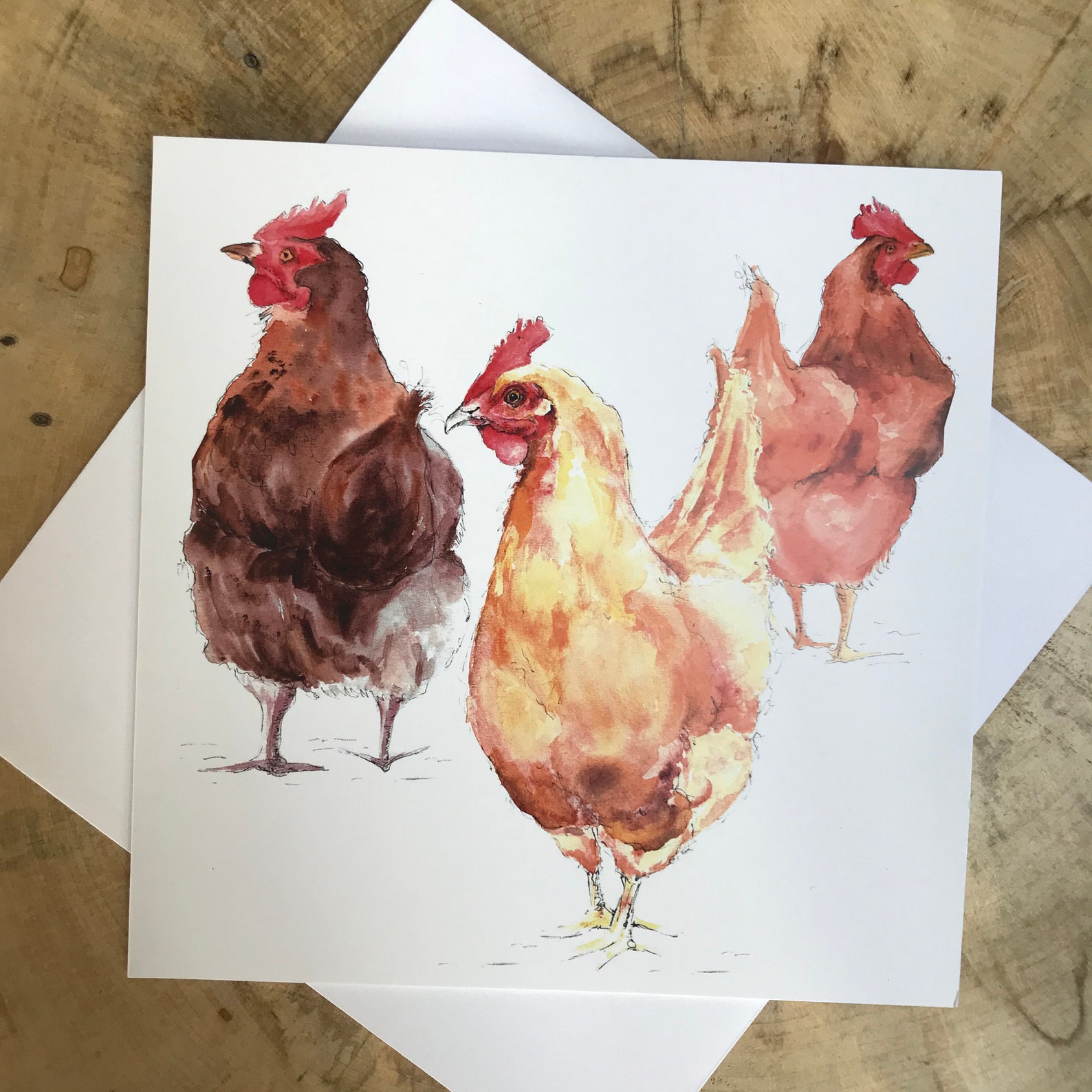 Chickens Card - Three Chickens Greetings Card - Blank Chicken Card - Etsy