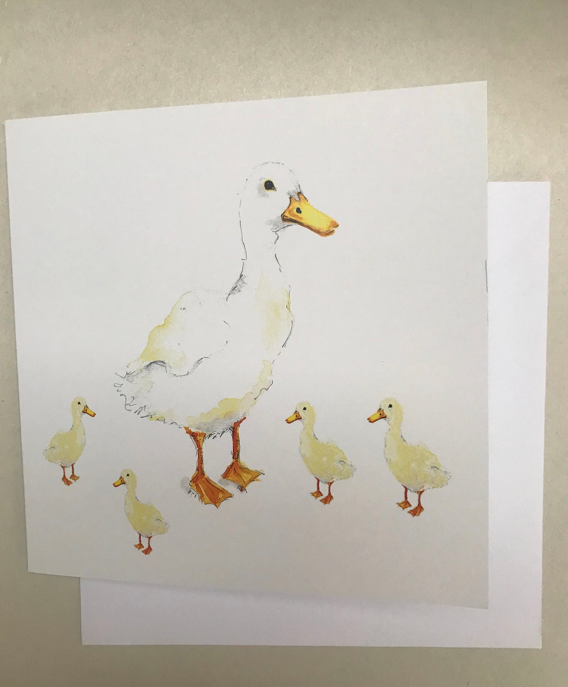 Mother Duck Card New Baby Card Ducklings Card Blank Card Greetings Card ...