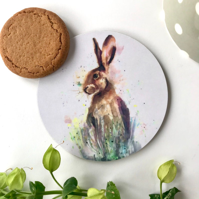 Hare Coaster - Pretty Coasters - Countryside Coasters - Round Coasters ...