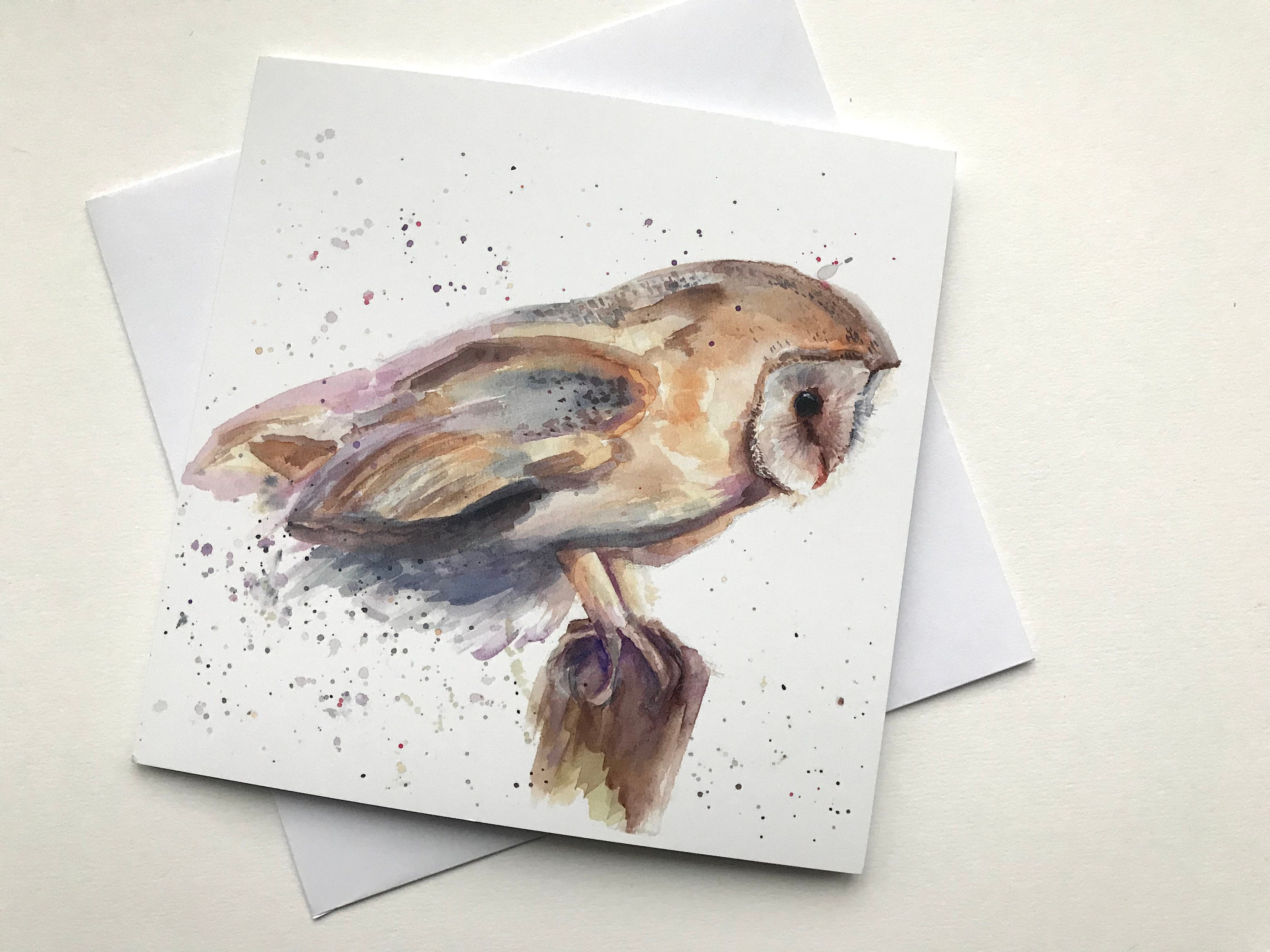 Watercolour Barn Owl Card Owl Greetings Card Owl Lovers | Etsy
