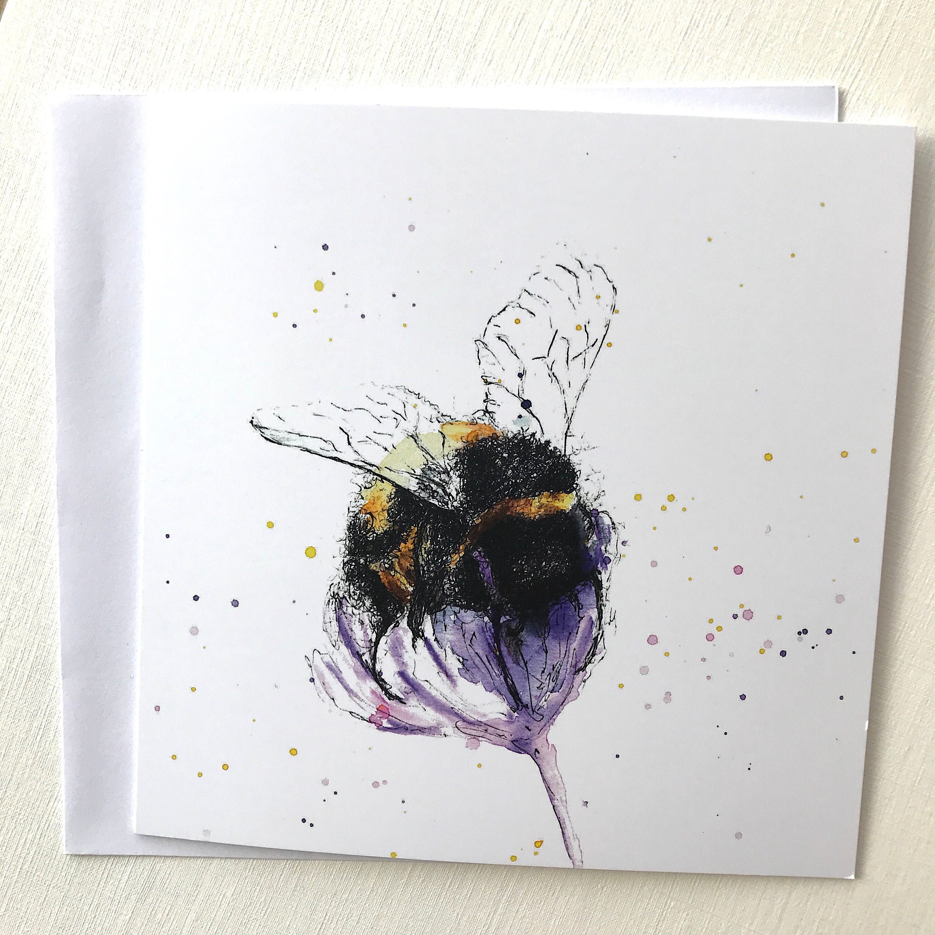 Bumble Bee Card - Pretty Bee Card - Bee Lovers Card - Blank Bee Card - Etsy