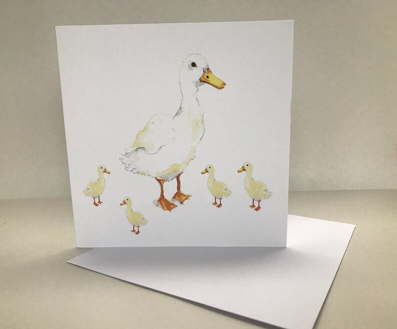 Mother Duck Card New Baby Card Ducklings Card Blank Card Greetings Card ...