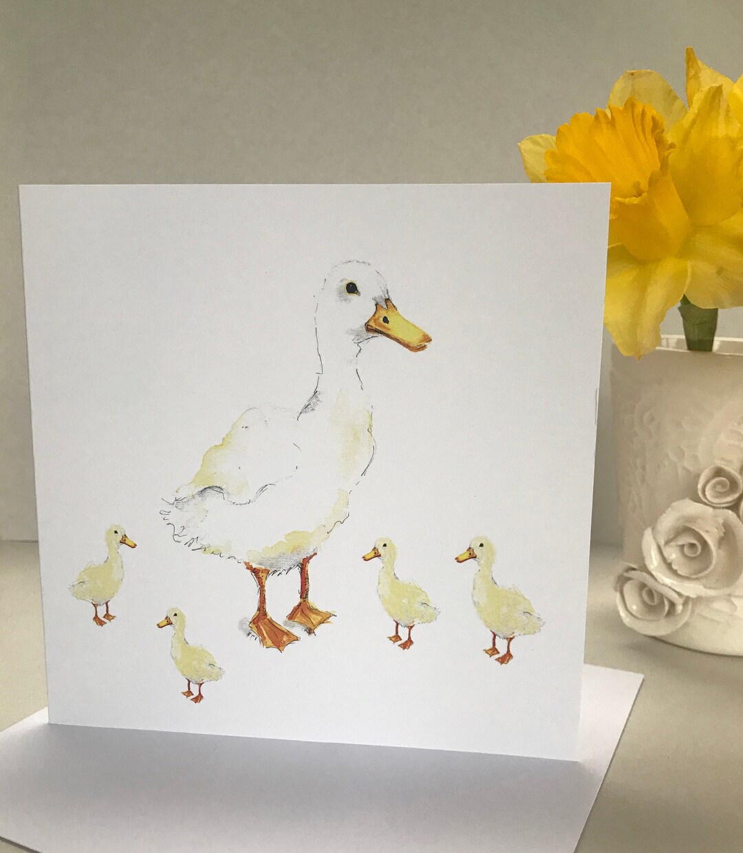 Mother Duck Card New Baby Card Ducklings Card Blank Card Greetings Card ...