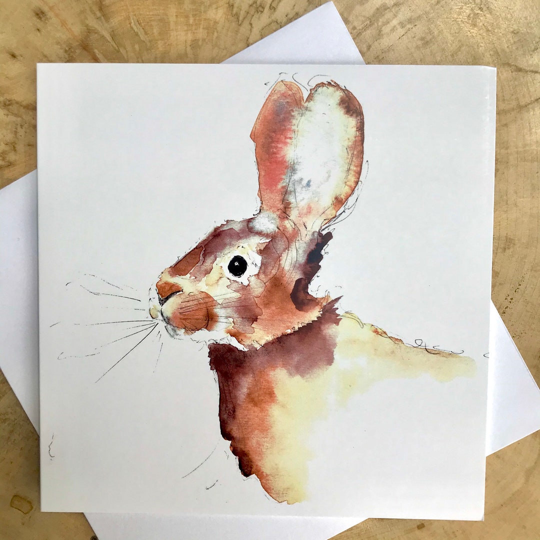 Happy Bunny Card - Cute Rabbit Card - Rabbit Illustration - Children's ...