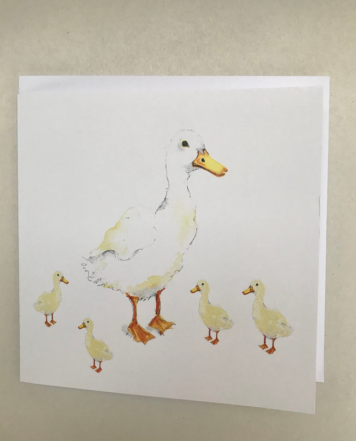 Mother Duck Card New Baby Card Ducklings Card Blank Card Greetings Card ...