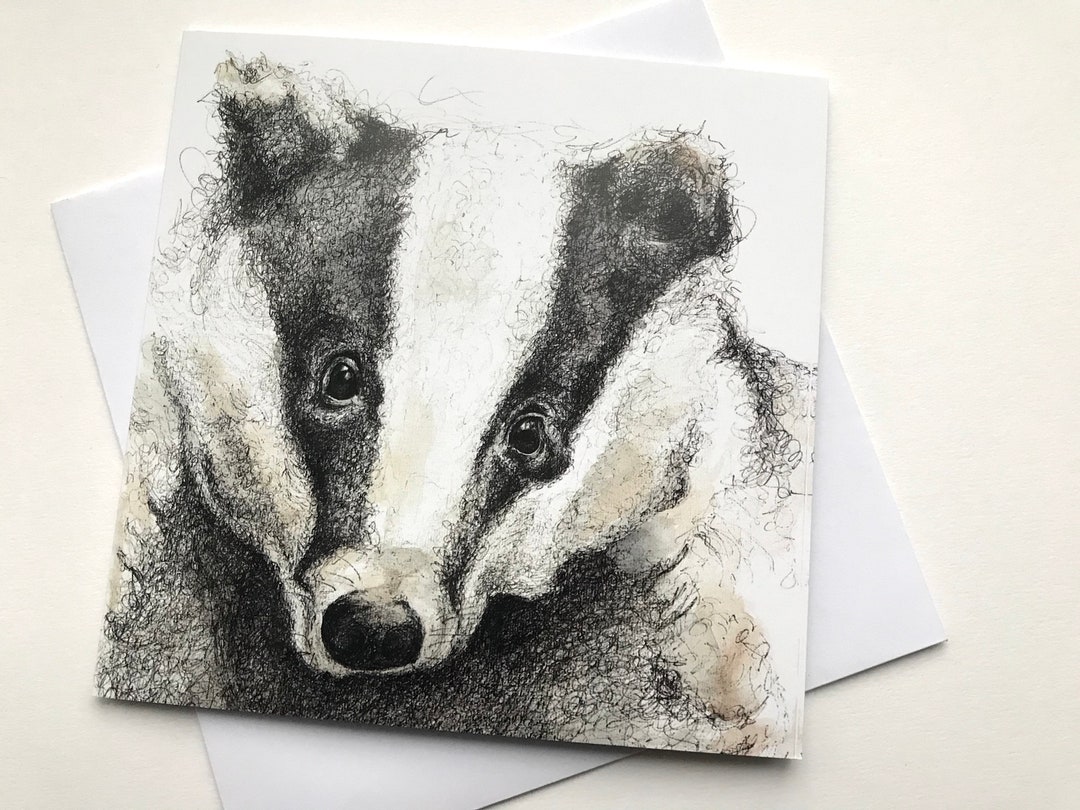 Badger Card, Greetings Card, Wildlife Card, Birthday Card, Father's Day ...