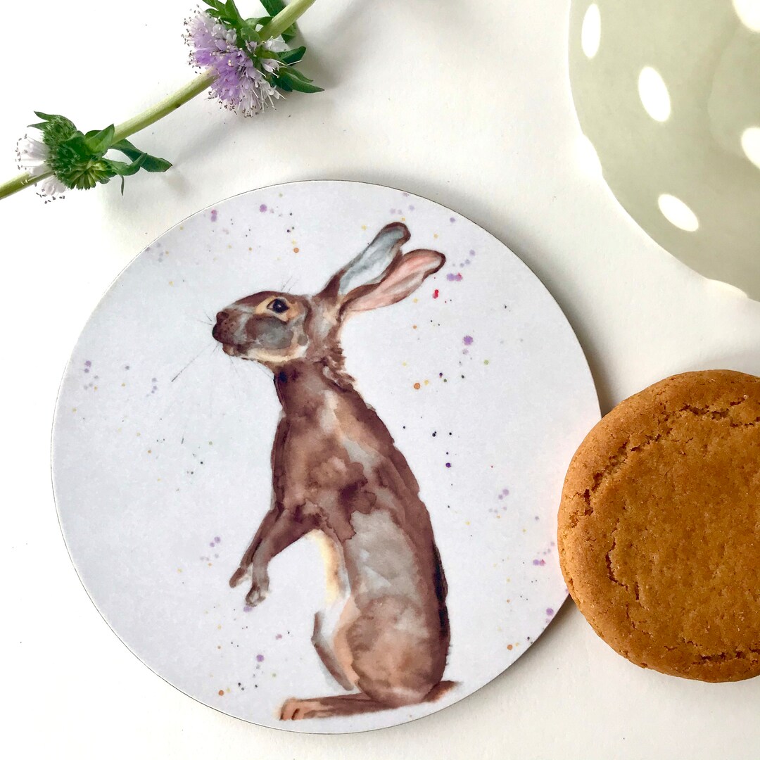 Rabbit Coaster - Pretty Rabbit Homewares - Cute Bunny Coasters - Round ...