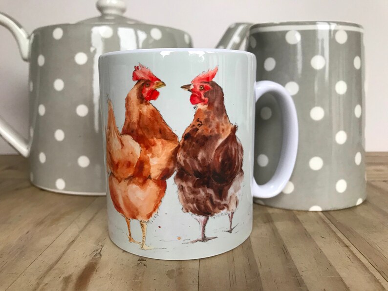 Chicken Mug Country Kitchen Mug Two Chickens Mug - Etsy UK