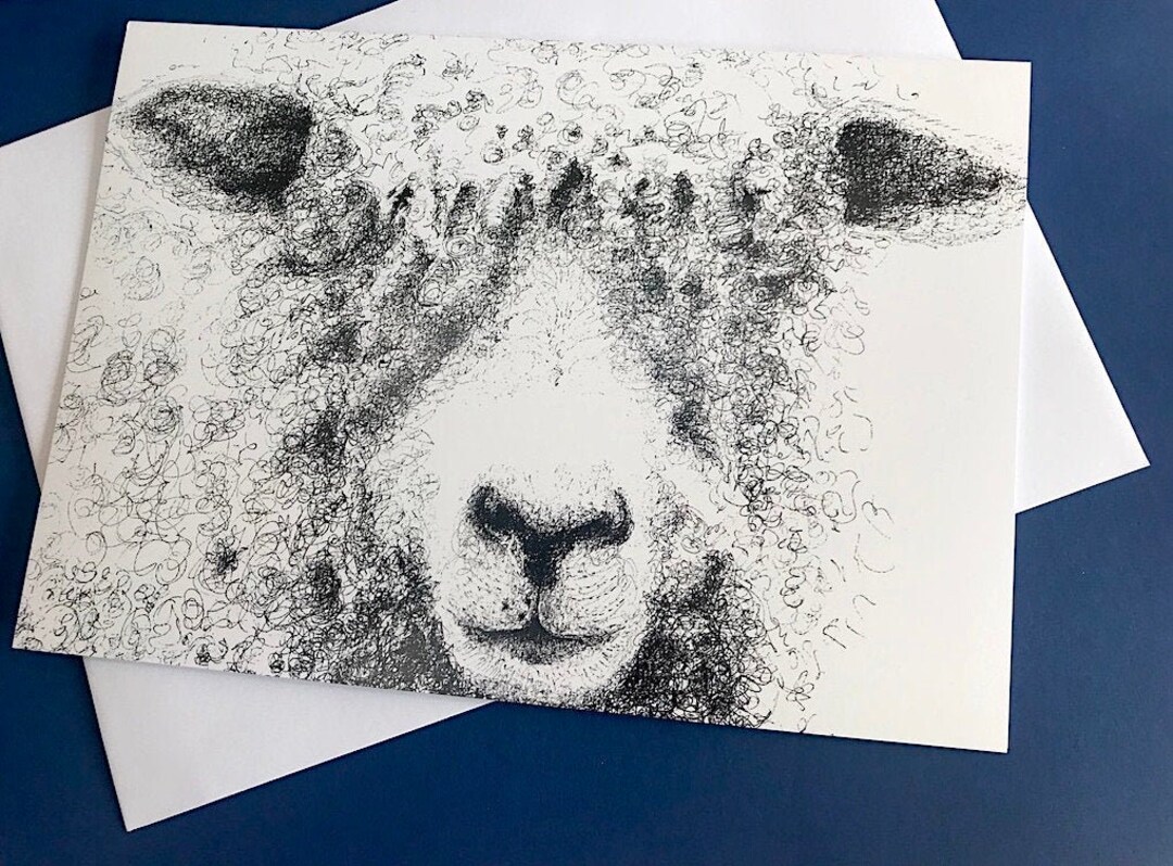 Sheep Card - Sheep Greetings Card - Woolly Sheep Card - Farm Animal ...
