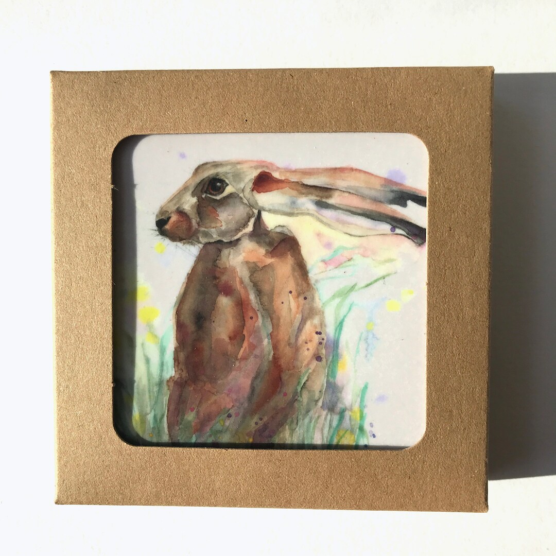 Hare Coasters - Set of Hare Coasters - Countryside Coasters - Etsy
