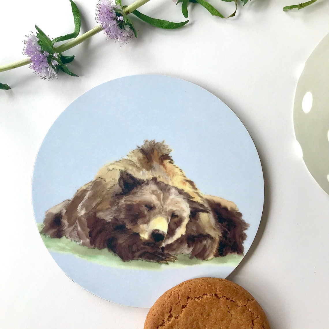 Bear Coaster - Bear Coaster Gift - Round Coasters - Single Coasters - Etsy